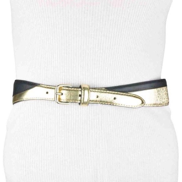 BCBGMaxAzria | Accessories | Bcbg Waist Belt Gold Metallic Black Faux ...